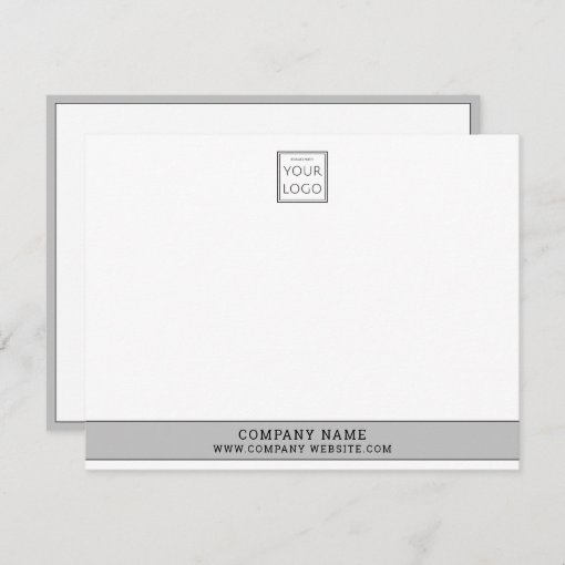Custom Business Logo Silver Gray Company Name Note Card | Zazzle