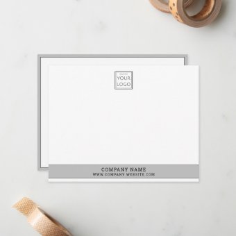 Custom Business Logo Silver Gray Company Name Note Card | Zazzle