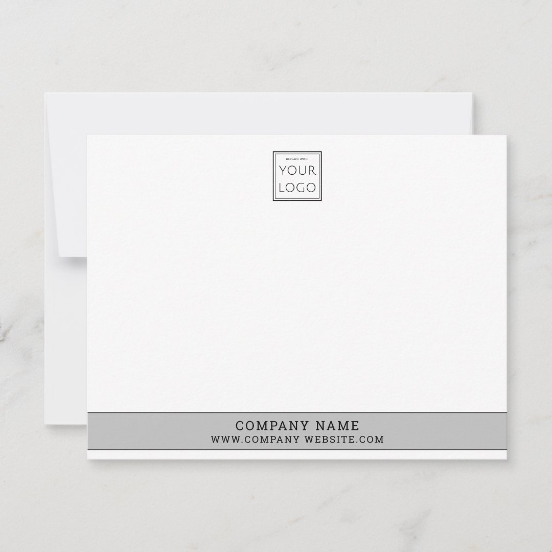Custom Business Logo Silver Gray Company Name Note Card | Zazzle