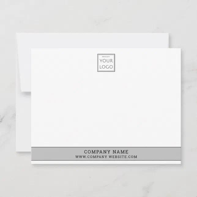 Custom Business Logo Silver Gray Company Name Note Card | Zazzle