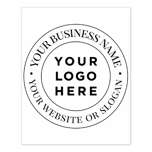 Custom Business Logo Slogan Large Circular Rubber Stamp | Zazzle