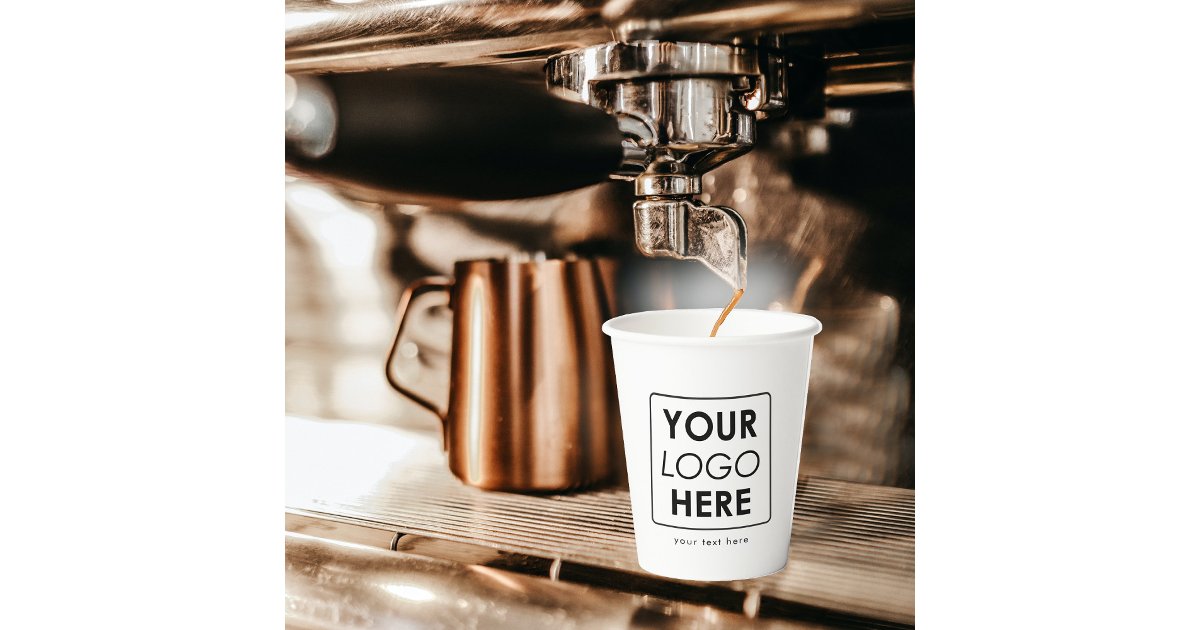 Custom Business Logo Slogan Text Professional Paper Cups | Zazzle