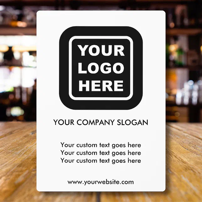 Custom Business Logo Slogan Website Table Plaque | Zazzle