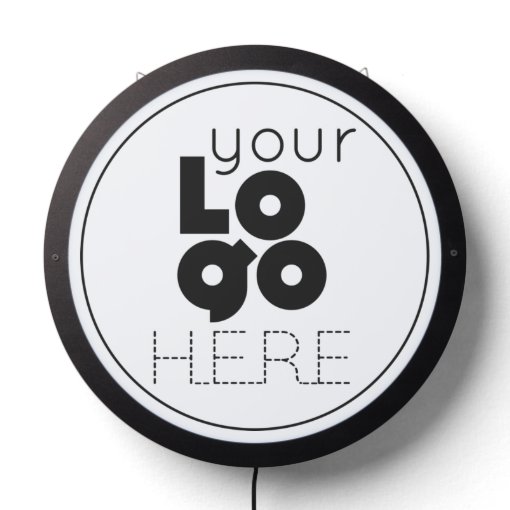 Custom Business Logo Small Round LED Sign | Zazzle