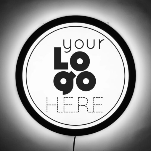 Custom Business Logo Small Round LED Sign | Zazzle