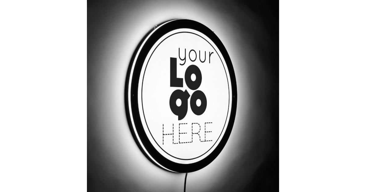 Custom Business Logo Small Round LED Sign | Zazzle