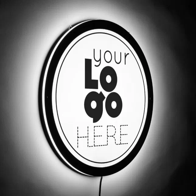 Custom Business Logo Small Round LED Sign | Zazzle