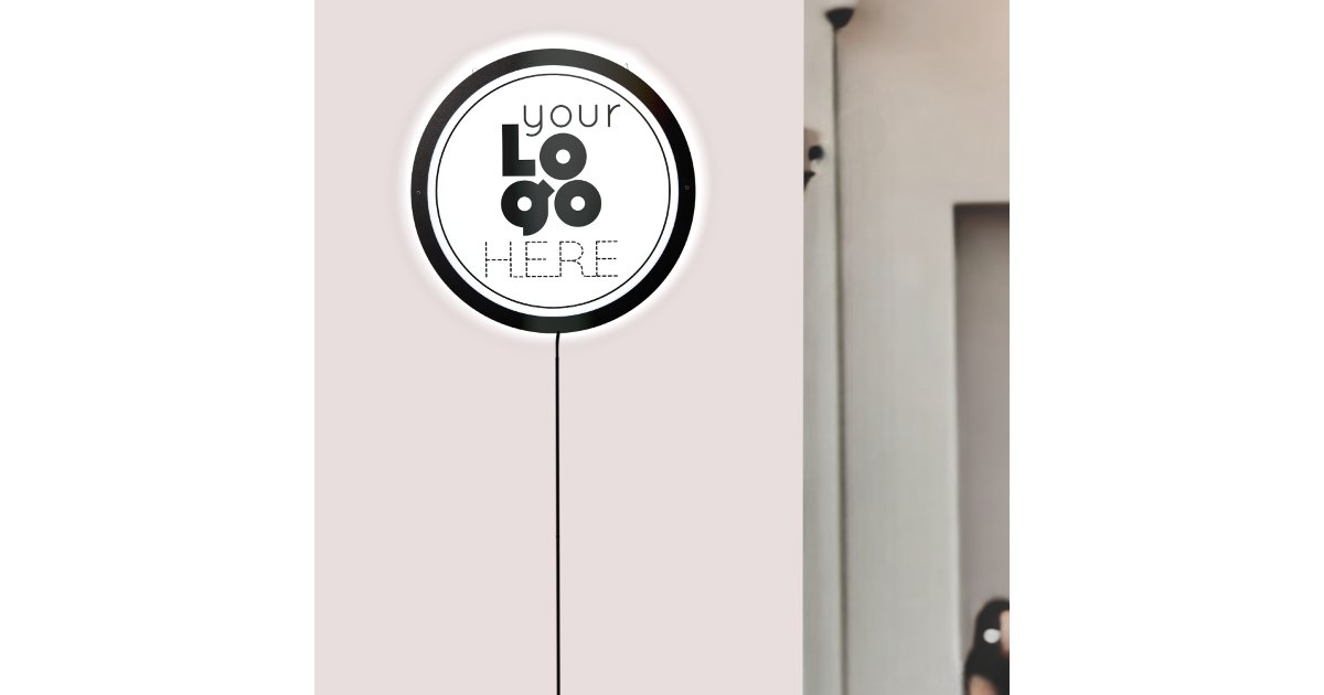 Custom Business Logo Small Round LED Sign | Zazzle