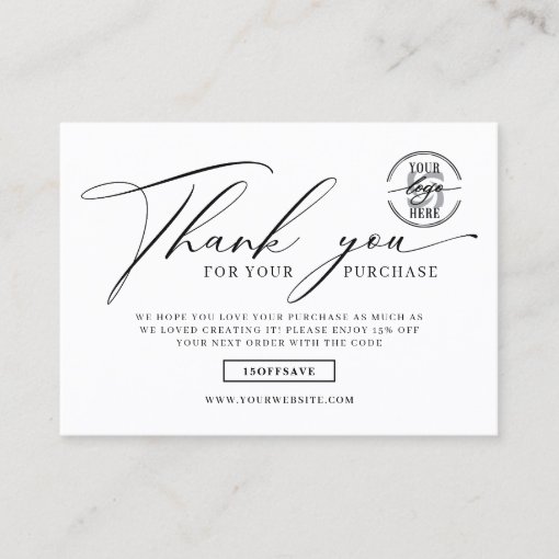 Custom Business Logo Social Media Thank You Calling Card | Zazzle