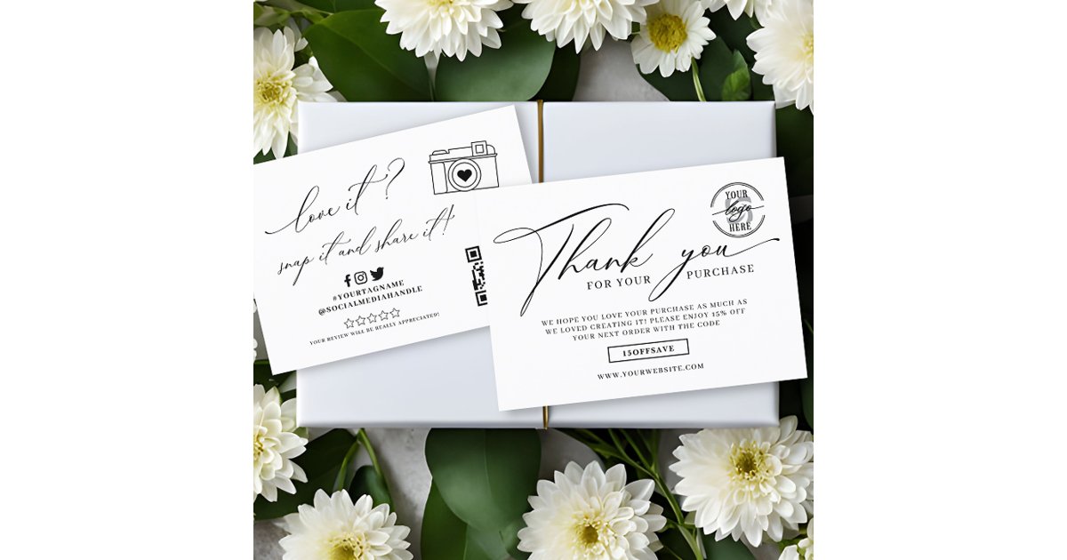 Custom Business Logo Social Media Thank You Calling Card | Zazzle