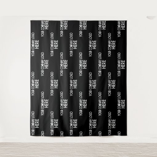 Custom Business Logo Step & Repeat Backdrop Black | Zazzle