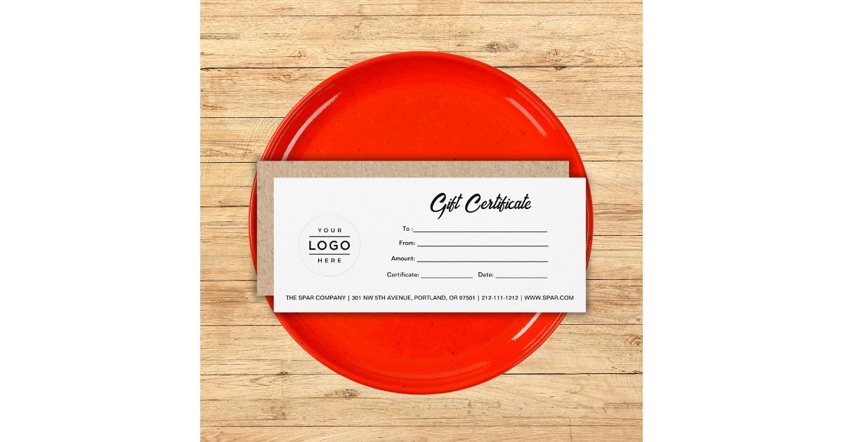 Custom Business Logo Template Gift Certificate | Zazzle