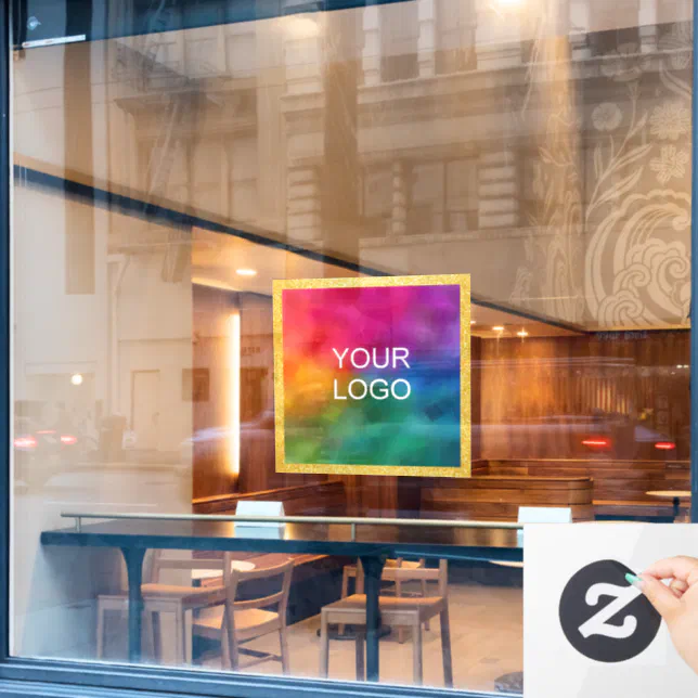 Custom Business Logo Template Gold Glitter Look Window Cling | Zazzle