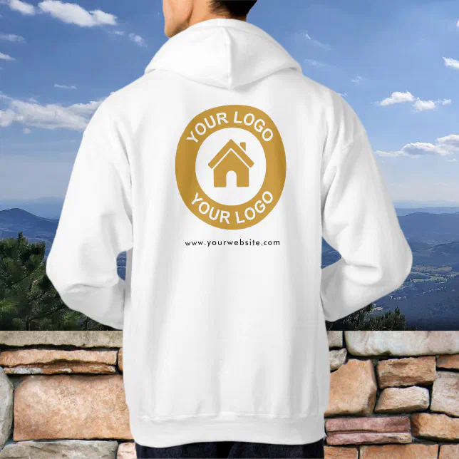 Custom Business Logo Text Front and Backside Print Hoodie | Zazzle