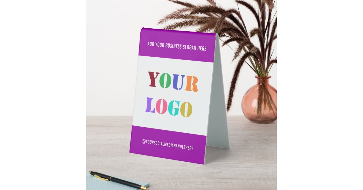 Custom Business Logo Text Name Table Tent Sign | Zazzle