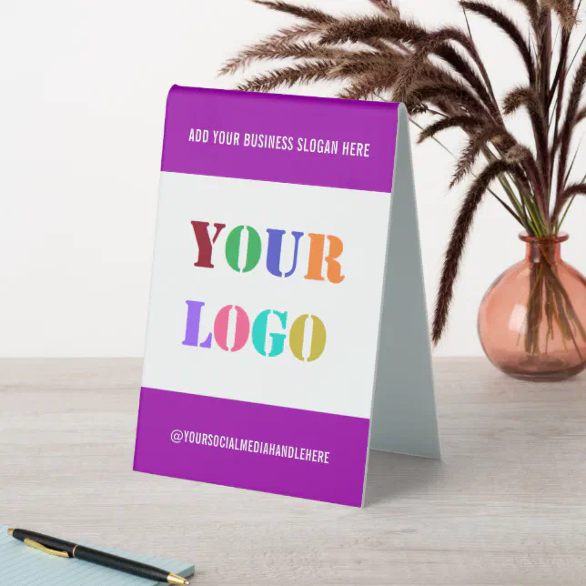 Custom Business Logo Text Name Table Tent Sign | Zazzle