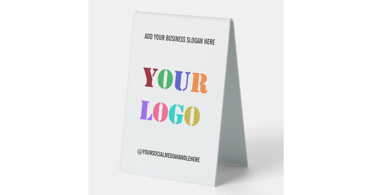 Custom Business Logo Text Name Table Tent Sign | Zazzle