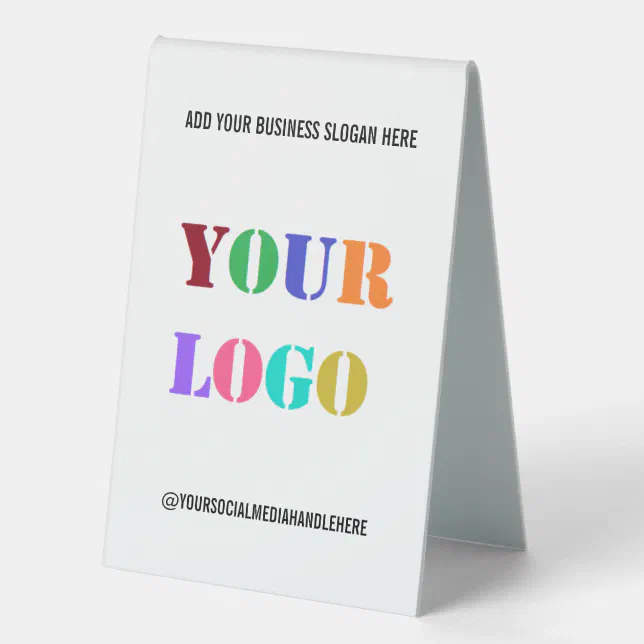 Custom Business Logo Text Name Table Tent Sign | Zazzle