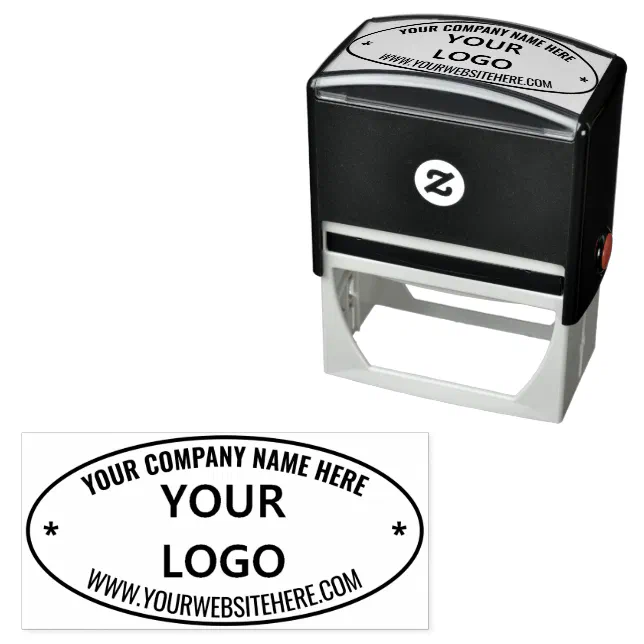Custom Business Logo Text Oval Self-inking Stamp | Zazzle
