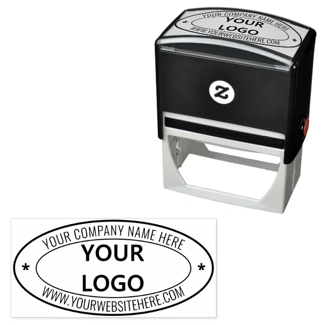 Custom Business Logo Text Oval Self-inking Stamp | Zazzle
