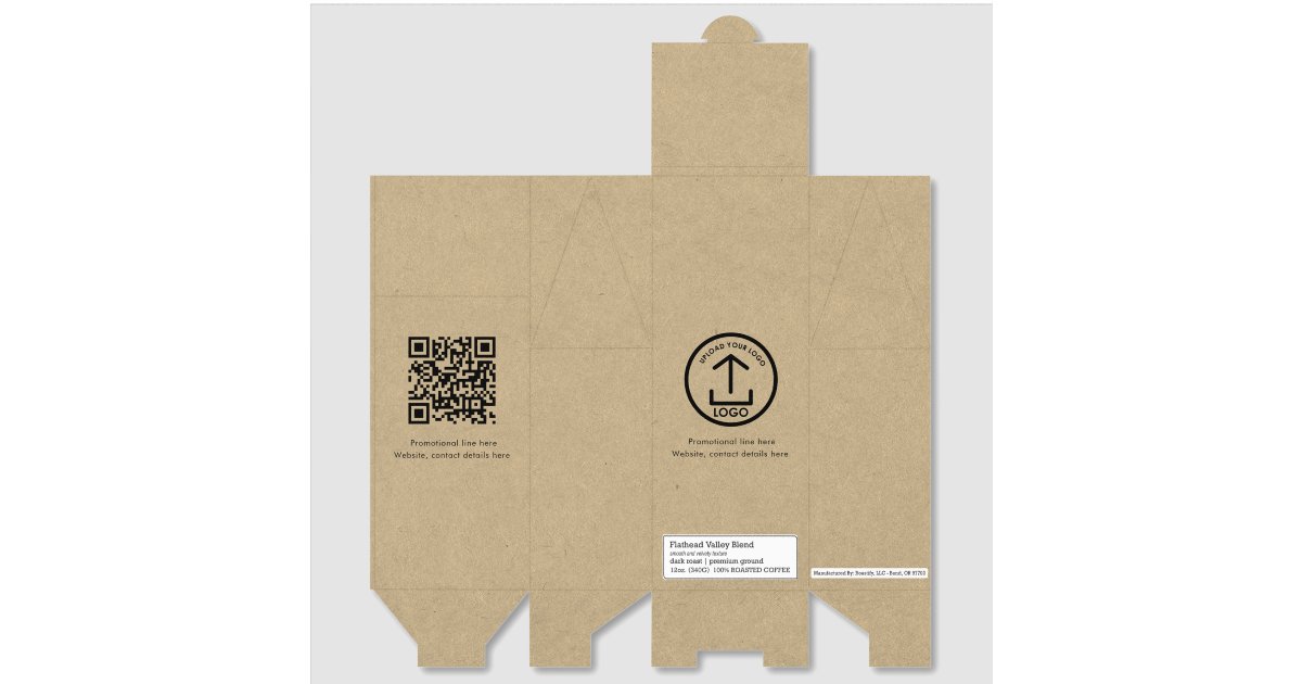 Custom Business Logo Text Promo QR Code Kraft Roasted Coffee | Zazzle