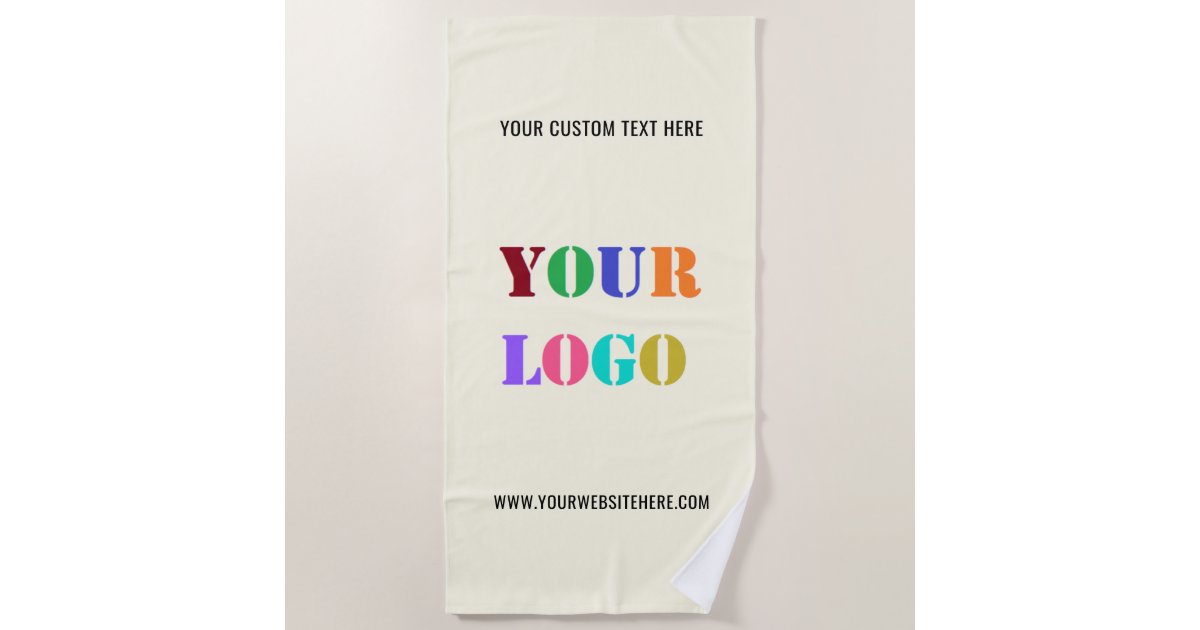 Custom Business Logo Text Promotional Beach Towel | Zazzle
