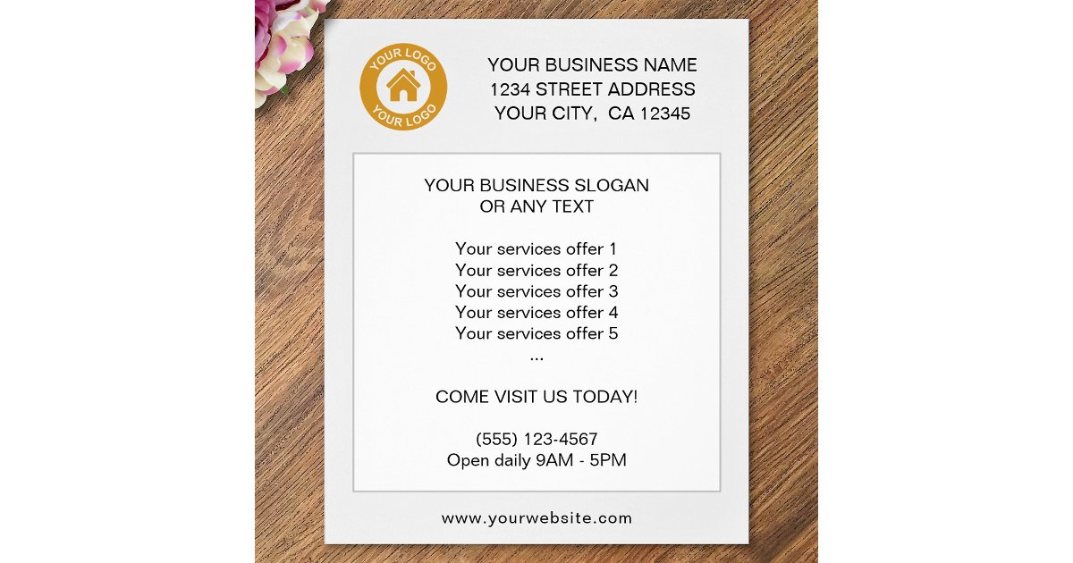 Custom Business Logo Text Promotional Offer Flyer | Zazzle