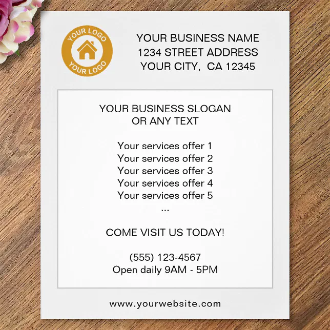 Custom Business Logo Text Promotional Offer Flyer | Zazzle