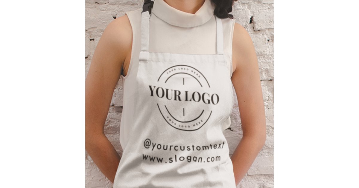Custom Business Logo Text Slogan Website Branding Apron | Zazzle
