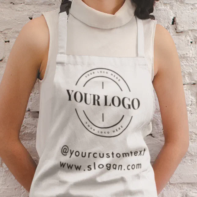 Custom Business Logo Text Slogan Website Branding Apron | Zazzle