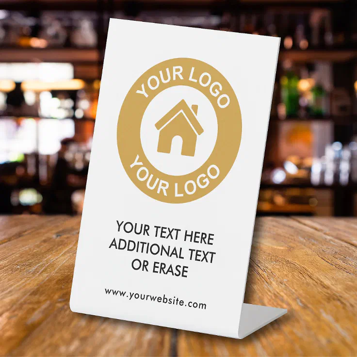 Custom Business Logo Text Website Pedestal Sign | Zazzle