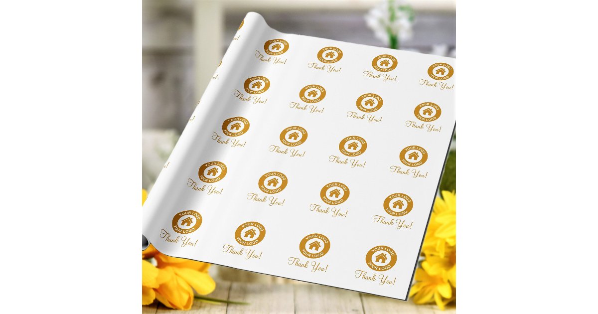 Custom Business Logo Thank You Wrapping Paper | Zazzle
