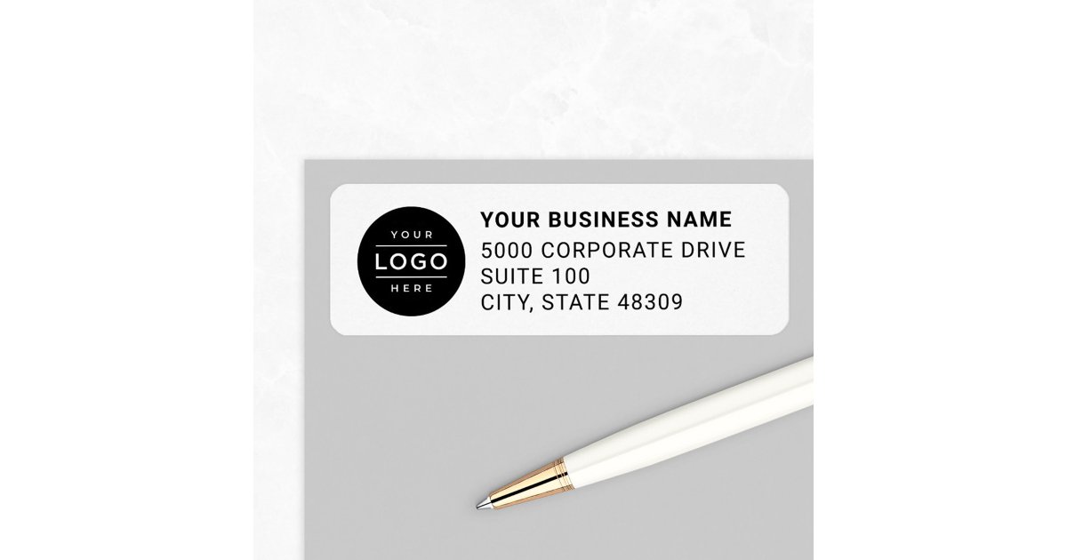 Custom Business Logo White Company Return Address Label | Zazzle
