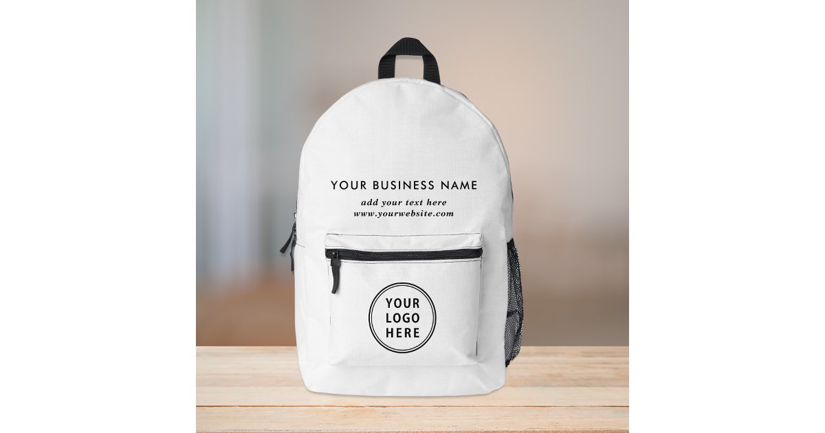 Custom Business Logo White Printed Backpack | Zazzle