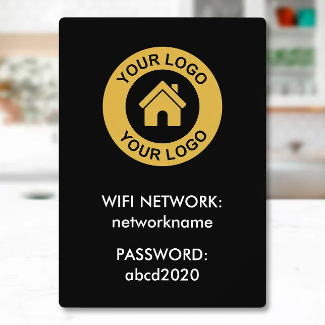Custom Business Logo Wifi Network Password Sign Plaque | Zazzle