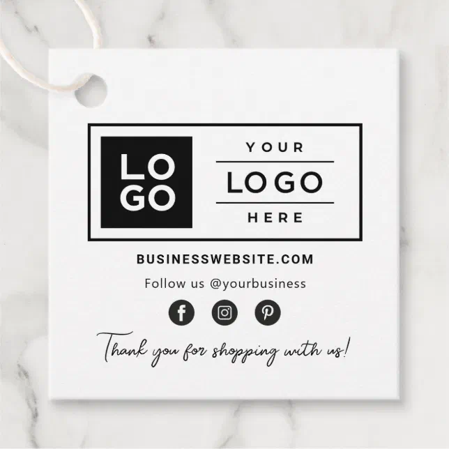 Custom Business Logo with Social Media Icons Favor Tags | Zazzle