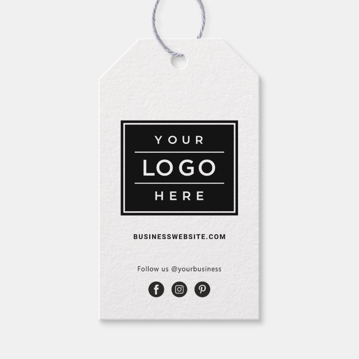 Custom Business Logo with Social Media Product Gift Tags | Zazzle