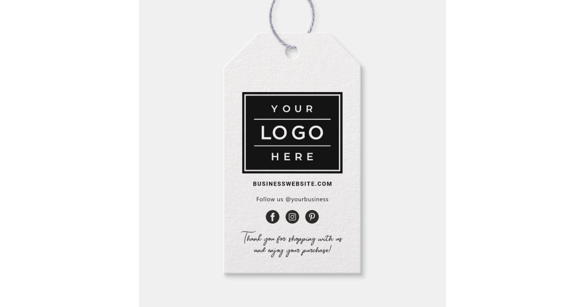 Custom Business Logo with Social Media Product Gift Tags | Zazzle
