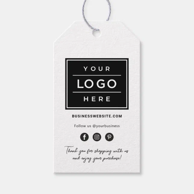 Custom Business Logo with Social Media Product Gift Tags | Zazzle