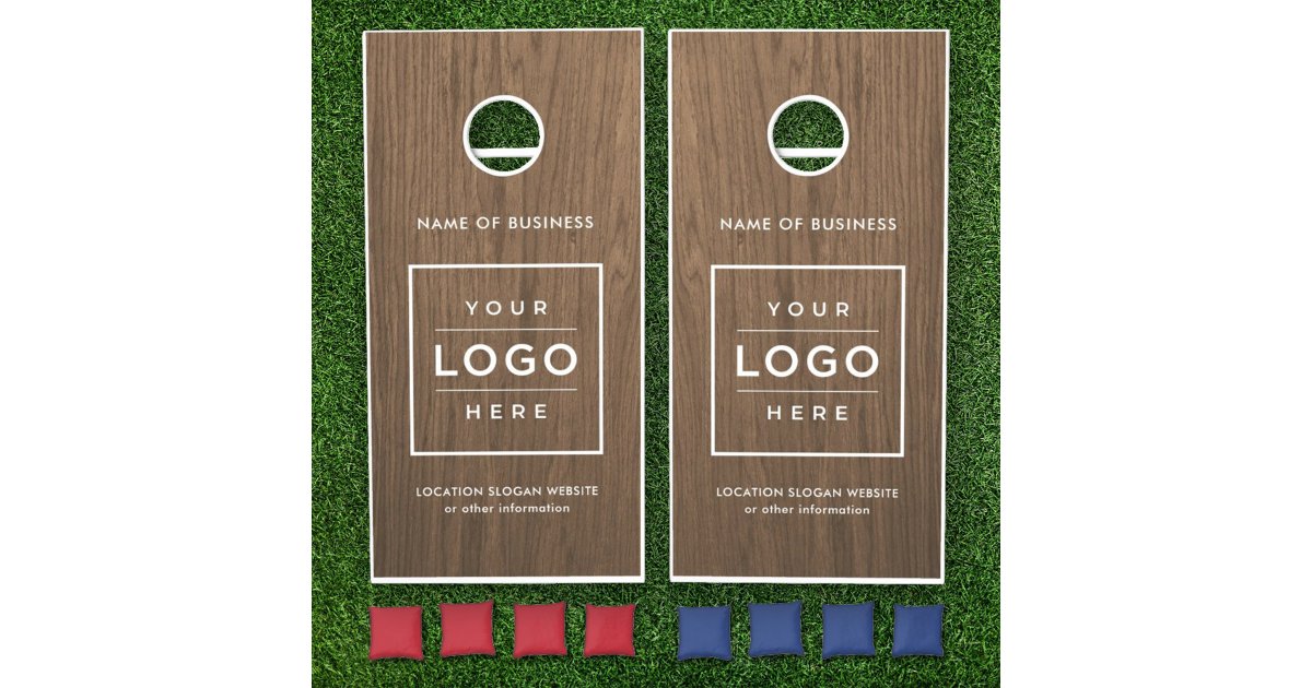 Custom Business Logo Wood Grain Branded Cornhole Set | Zazzle