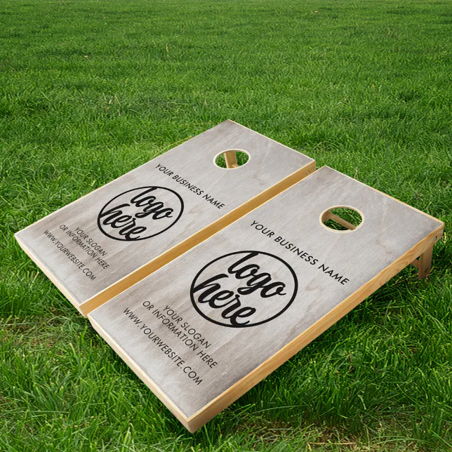 Custom Business Logo Wood Grain Company Branded Cornhole Set | Zazzle