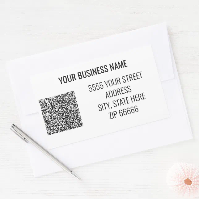 Custom Business Name Address Labels with QR Code | Zazzle