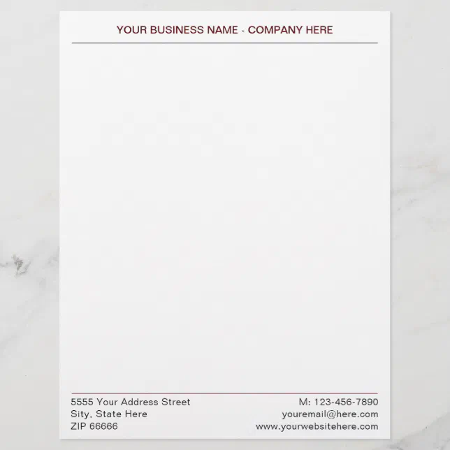 Custom Business Name Address Letterhead with Logo | Zazzle