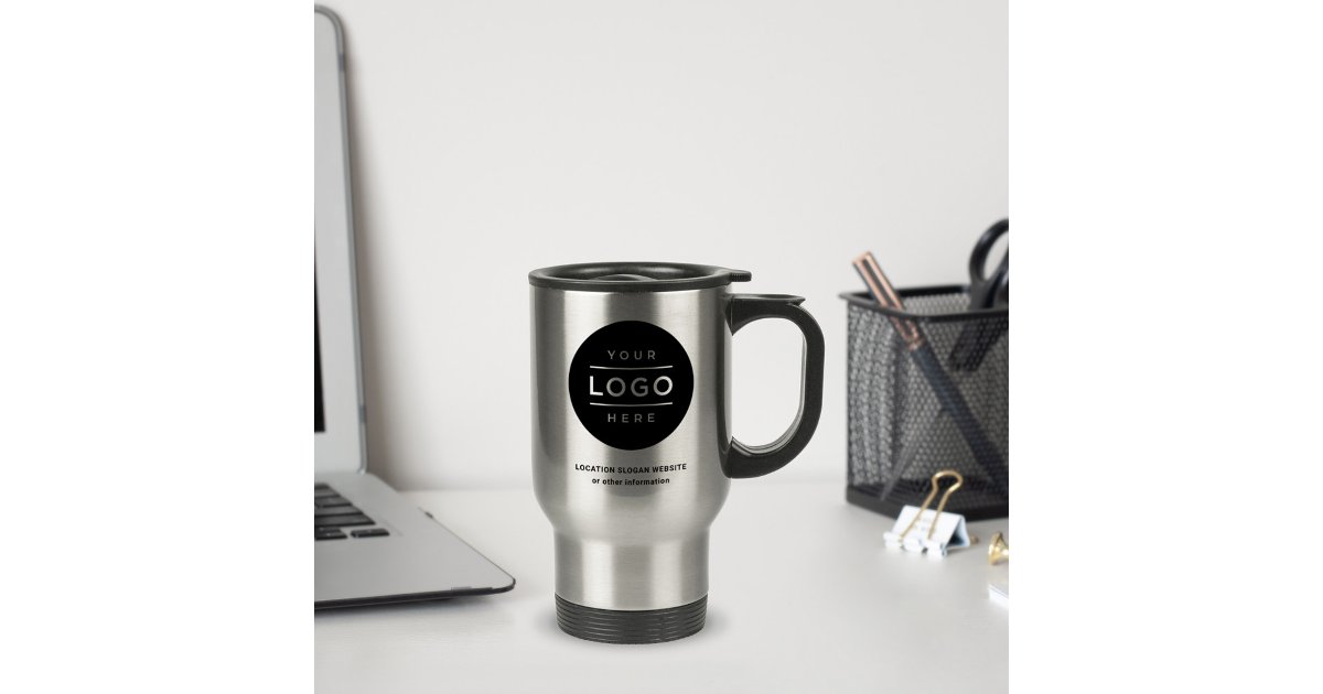 Custom Business Name and Logo Branded Travel Mug | Zazzle