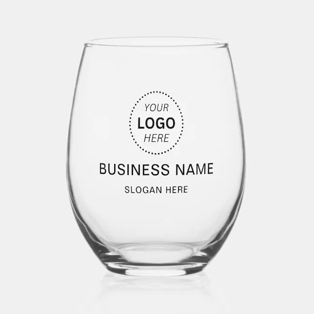 Custom Business Name & Logo Stemless Wine Glass | Zazzle