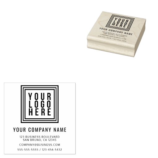 Custom Business or Company Logo Return Address Rubber Stamp | Zazzle