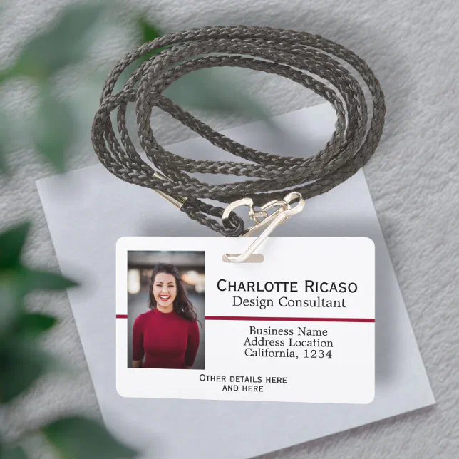 Custom Business Personalized Red White Black Badge | Zazzle
