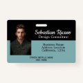 Custom Business Personalized Teal Black Badge | Zazzle