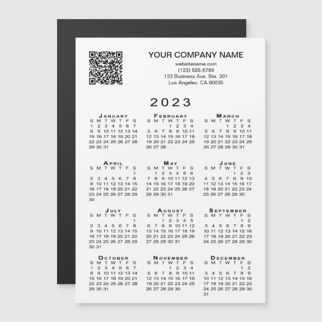 Custom Business QR Code 2023 Calendar Magnet Card | Zazzle
