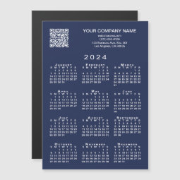 Custom Business QR Code 2024 Calendar Navy Magnet | Zazzle